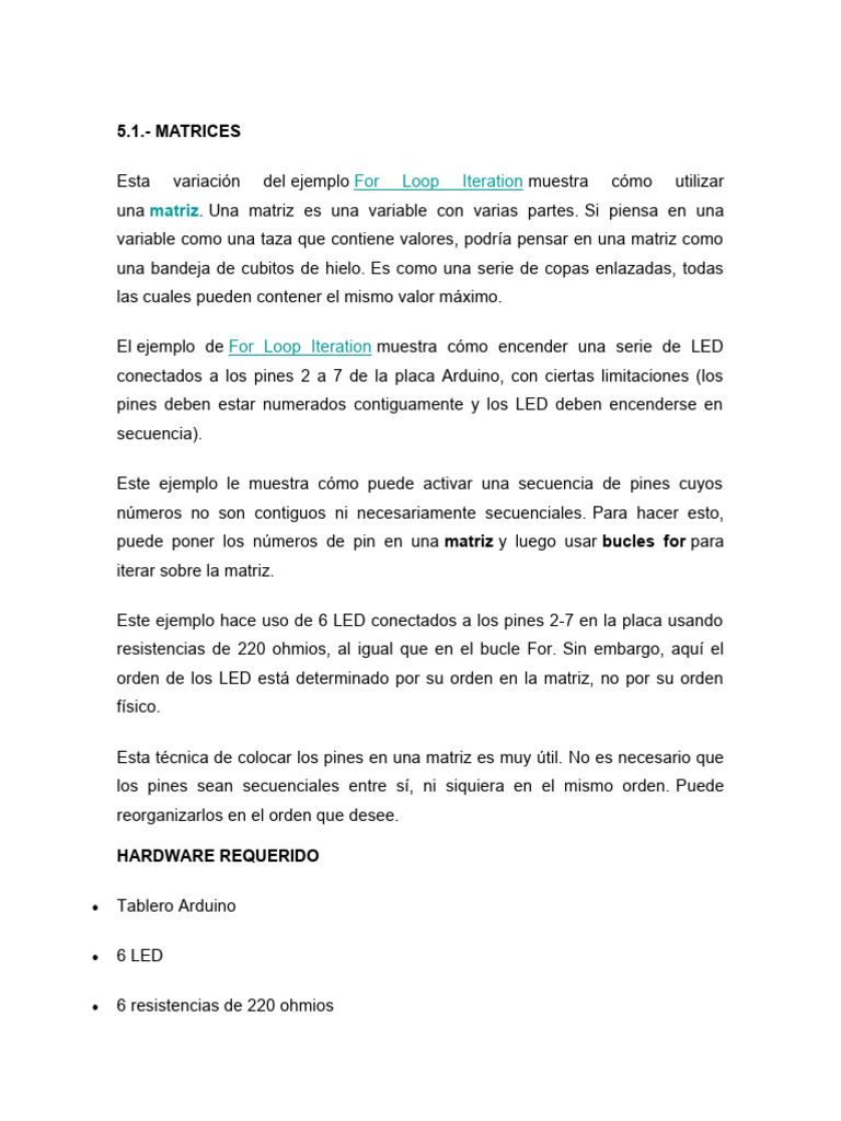 Estructuras de Control | Descargar gratis PDF | Matriz (Matemáticas) | Arduino