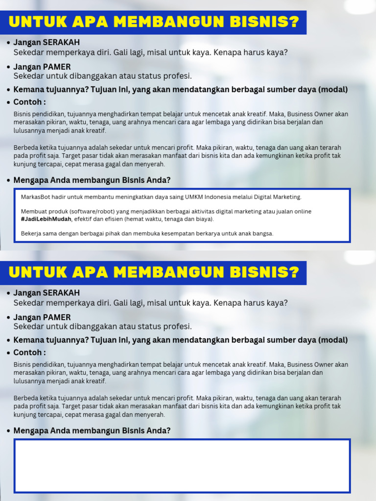 Borang Noble Purpose | PDF | Karier & Perkembangan | Bisnis