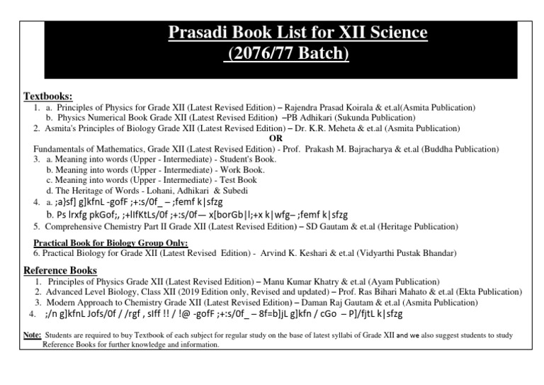 XII Science Prasadi Book List | PDF | Technology & Engineering