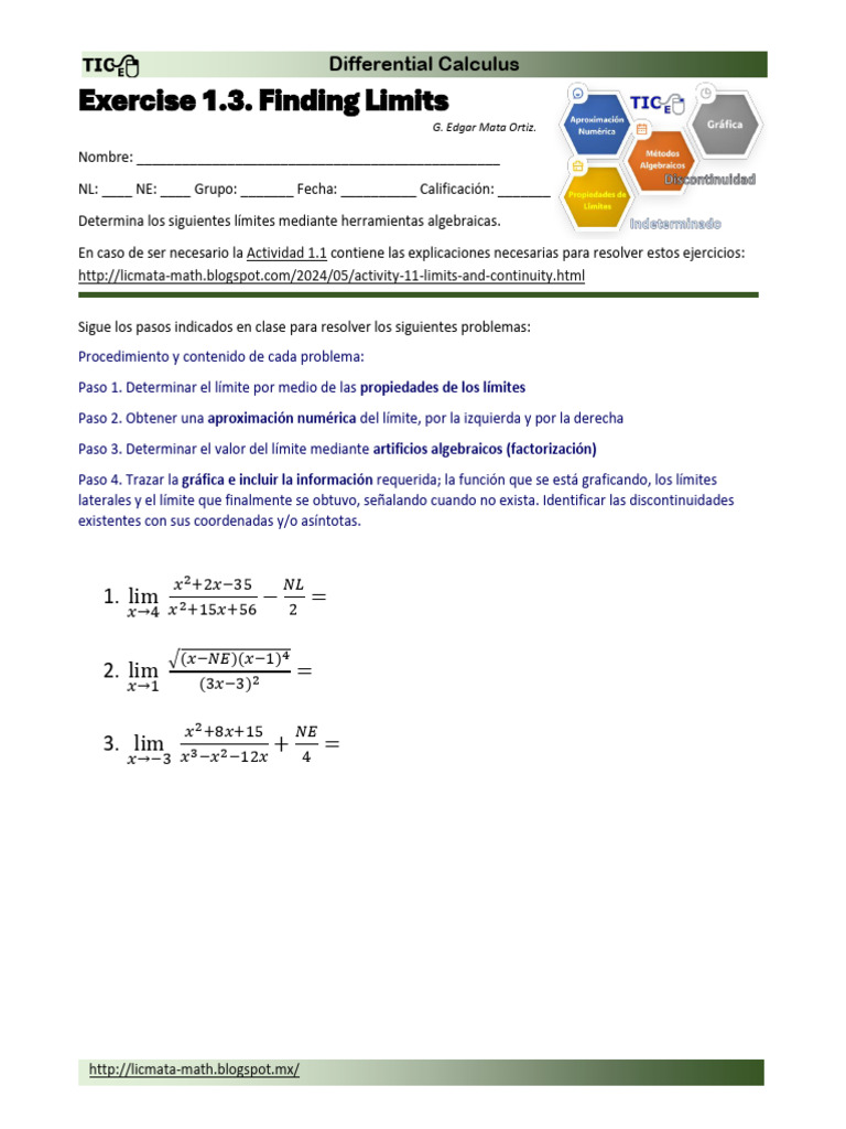 Exercise 1-3 - Num Alg Limits MA2024 | PDF