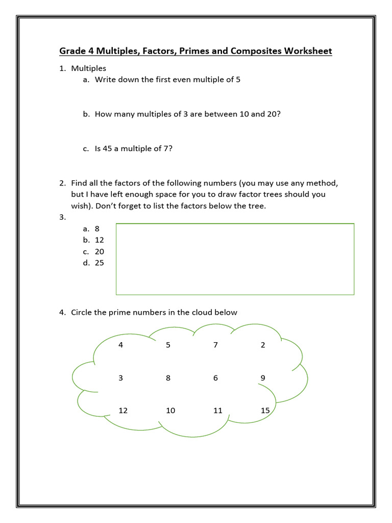Grade 4 Math: Multiples & Primes | PDF | Teaching Methods & Materials