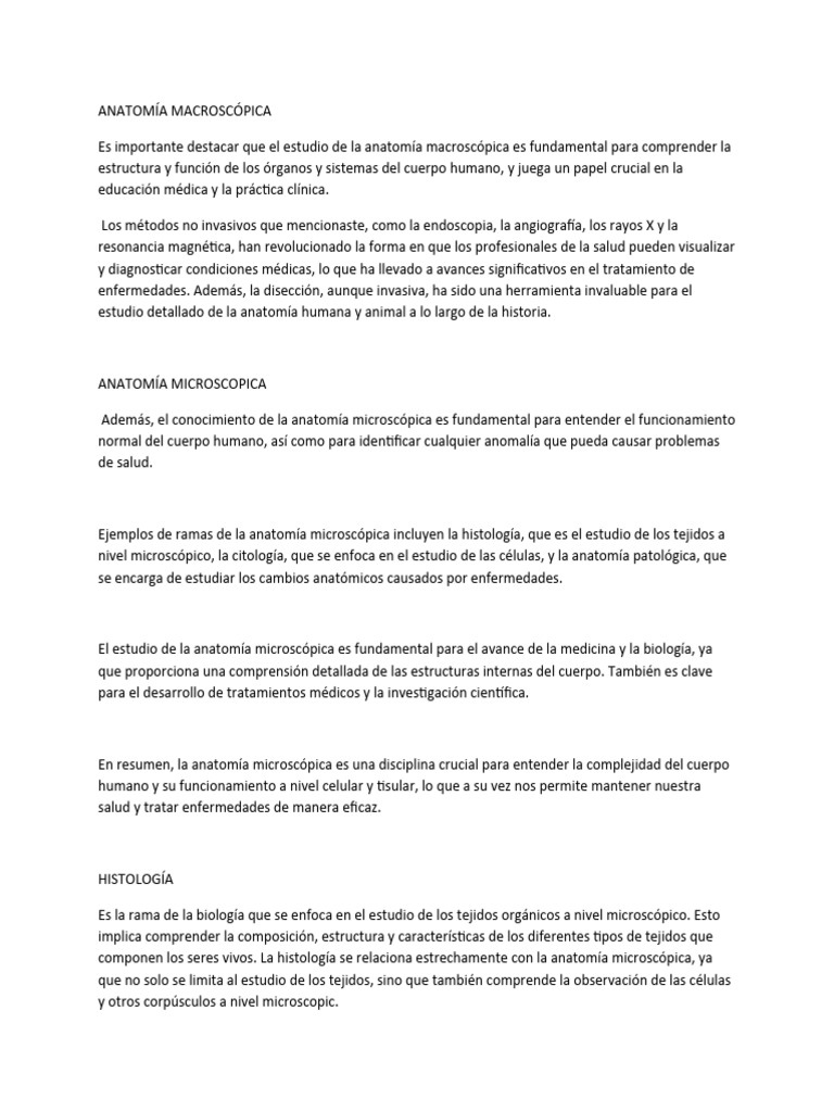 ANATOMÍA MACROS-WPS Office | PDF | Histología | Ciencias de la vida