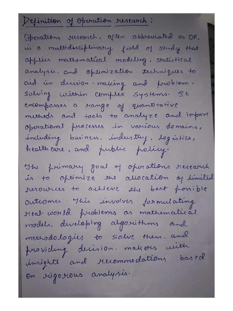 Operation Research assignment | PDF