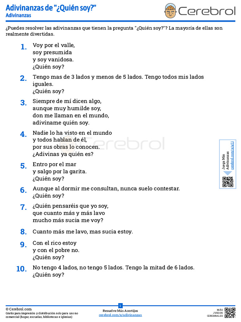 Adivinanzas de Quien Soy | PDF