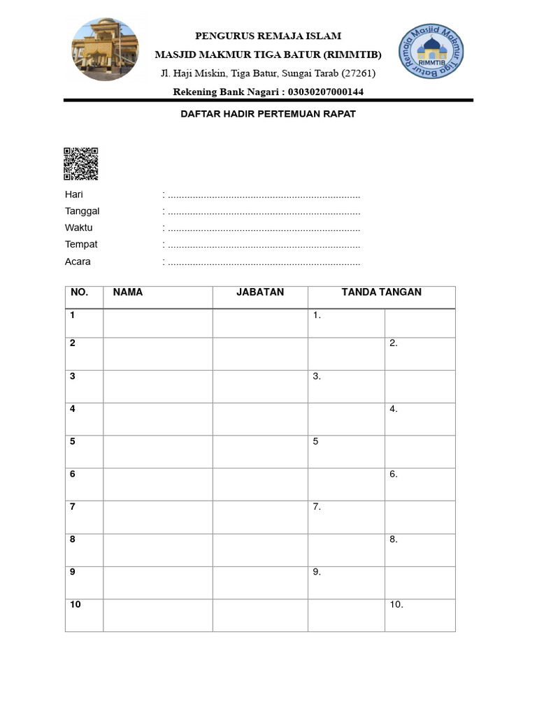 Absensi Kehadiran Rapat 2024 | PDF
