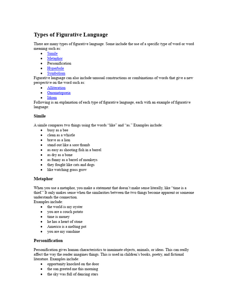 Types of Figurative Language | PDF | Metaphor