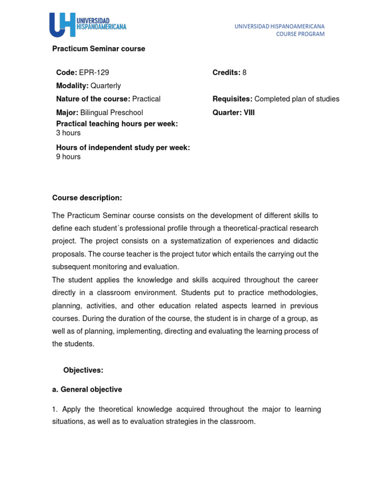 EPR-129 Practicum Seminar Overview | PDF | Methodology | Identity (Social Science)