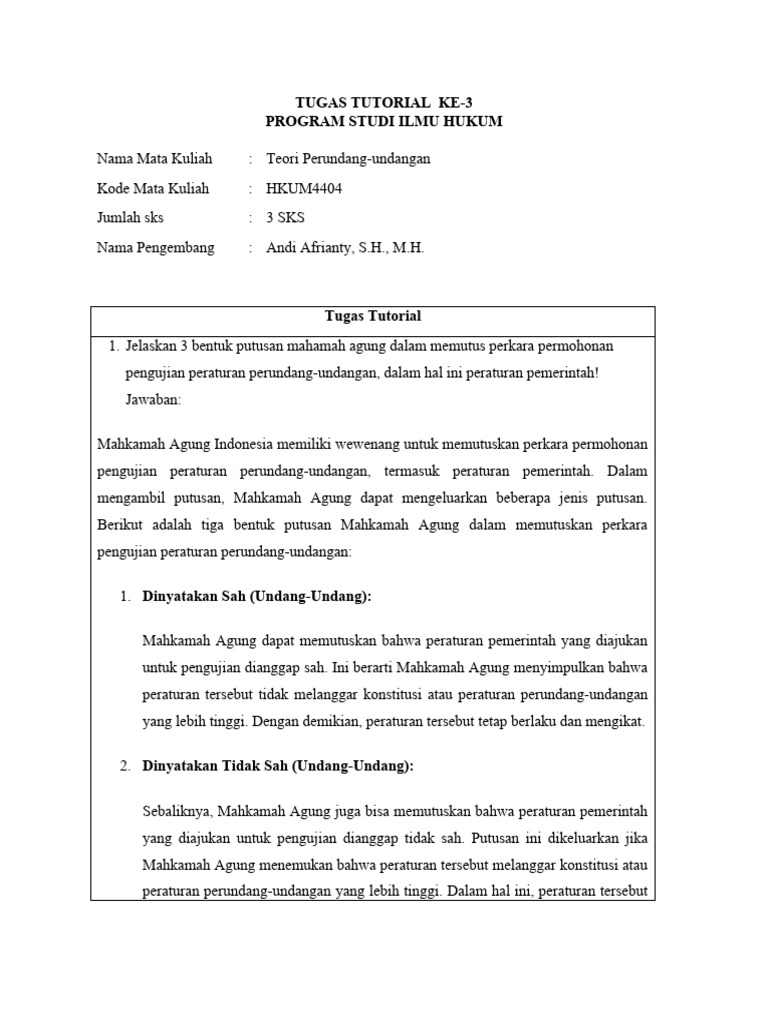 Soal T Tutorial 3 HPU | PDF | Pengembangan Diri
