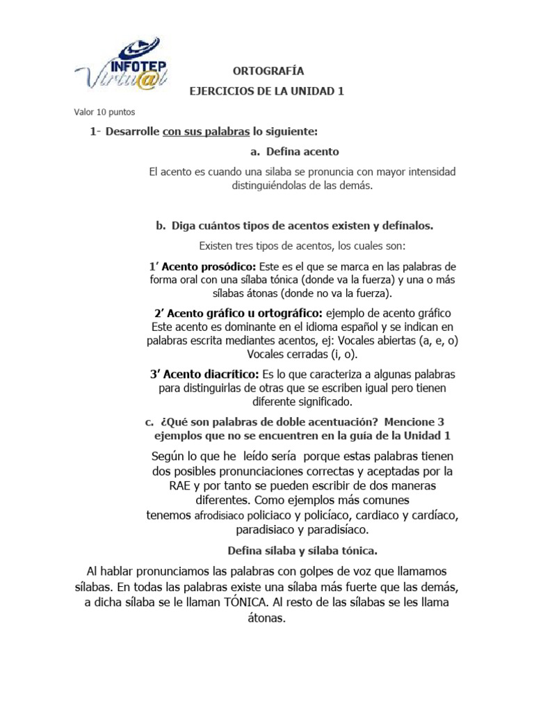 Ortografía Ejercicio 1 Un1 | PDF | Idiomas | Estudios de idiomas extranjeros