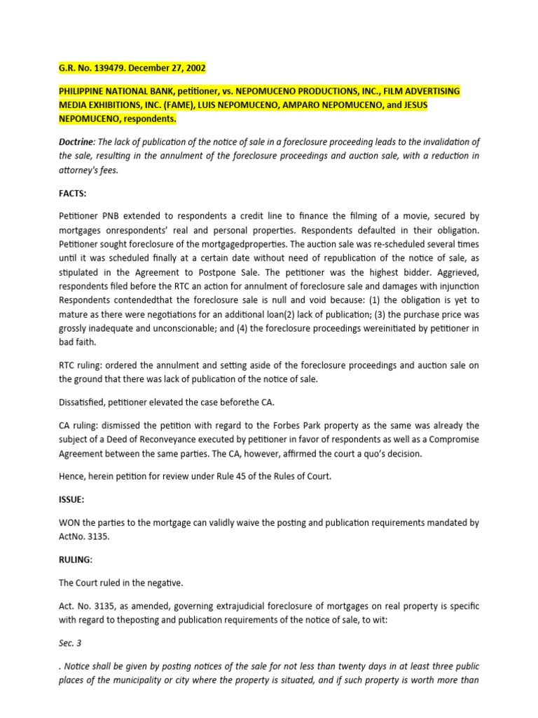 Assigned-case-digest | PDF | Default Judgment | Foreclosure