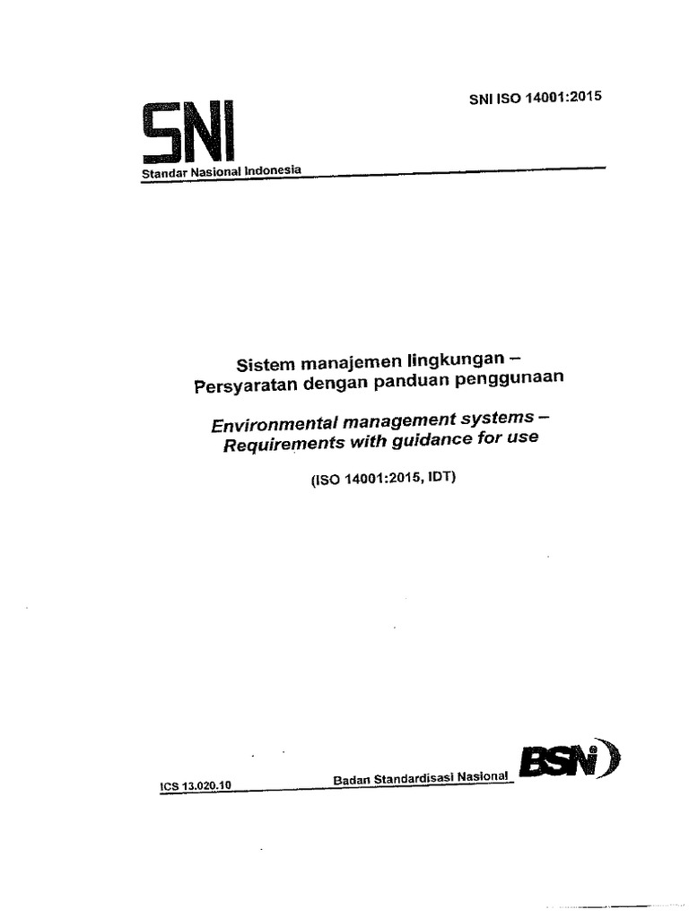 SNI-ISO 14001-2015 | PDF