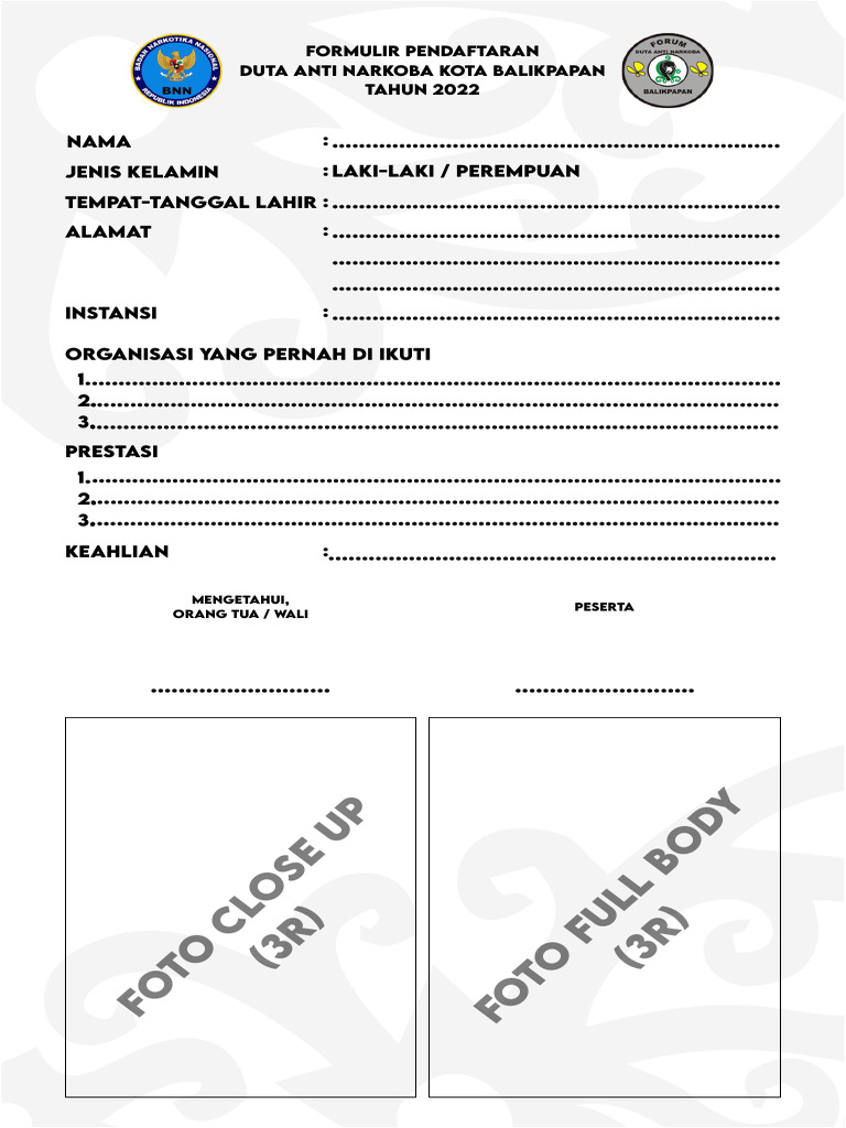 Formulir (Saran Menggunakan Kertas F4) | PDF