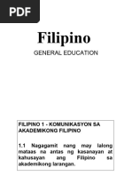 Let Reviewer General Education Filipino Bullets and Handouts | PDF
