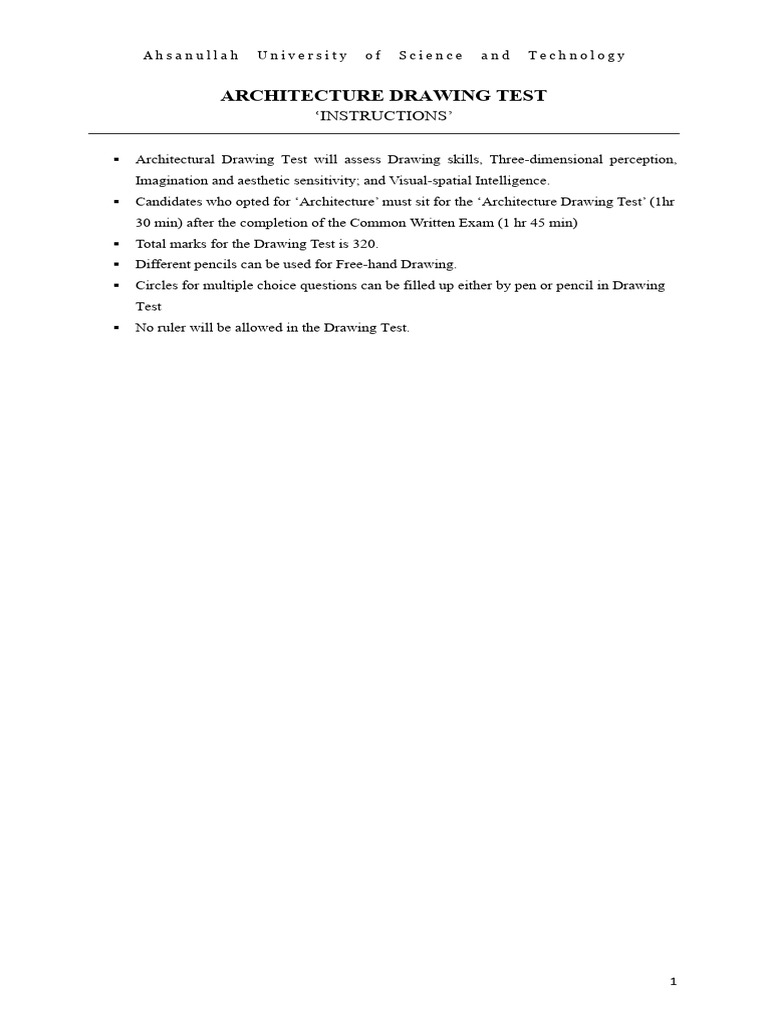 Architecture Drawing Test Instructions | PDF | Drawing | Shape
