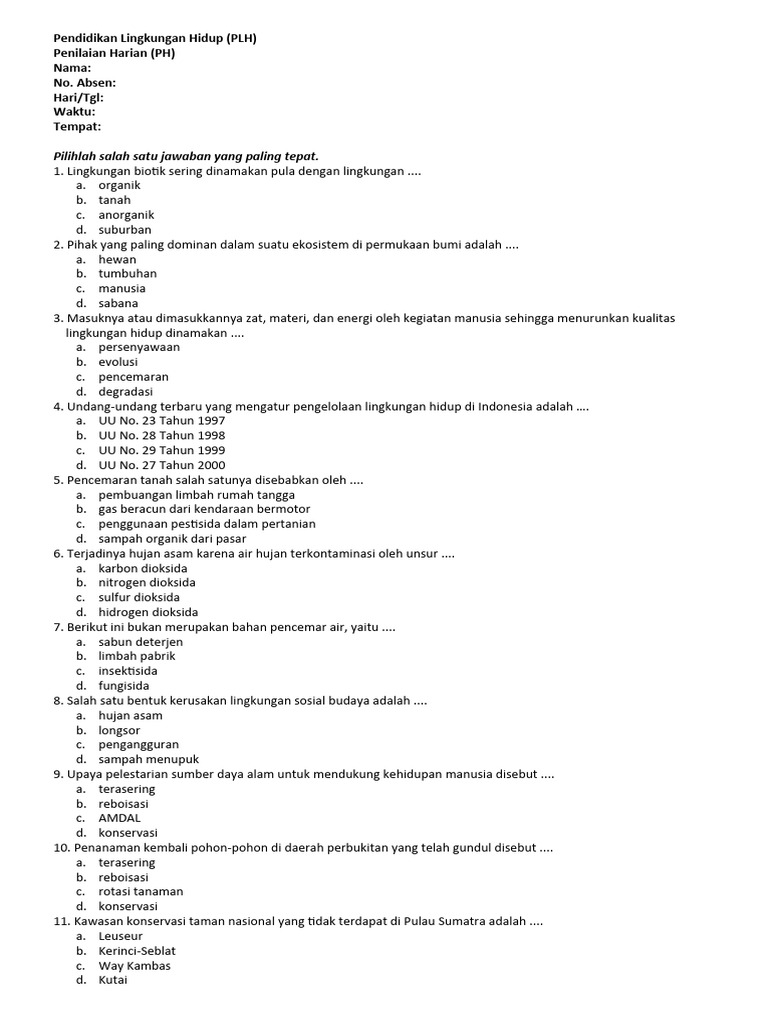 PH PLH Masalah Dan Pelestarian Lingkungan | PDF | Sains & Matematika