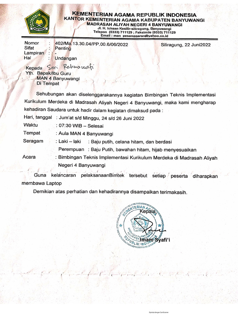 Undangan Kurikulum Merdeka 2022 Pdf