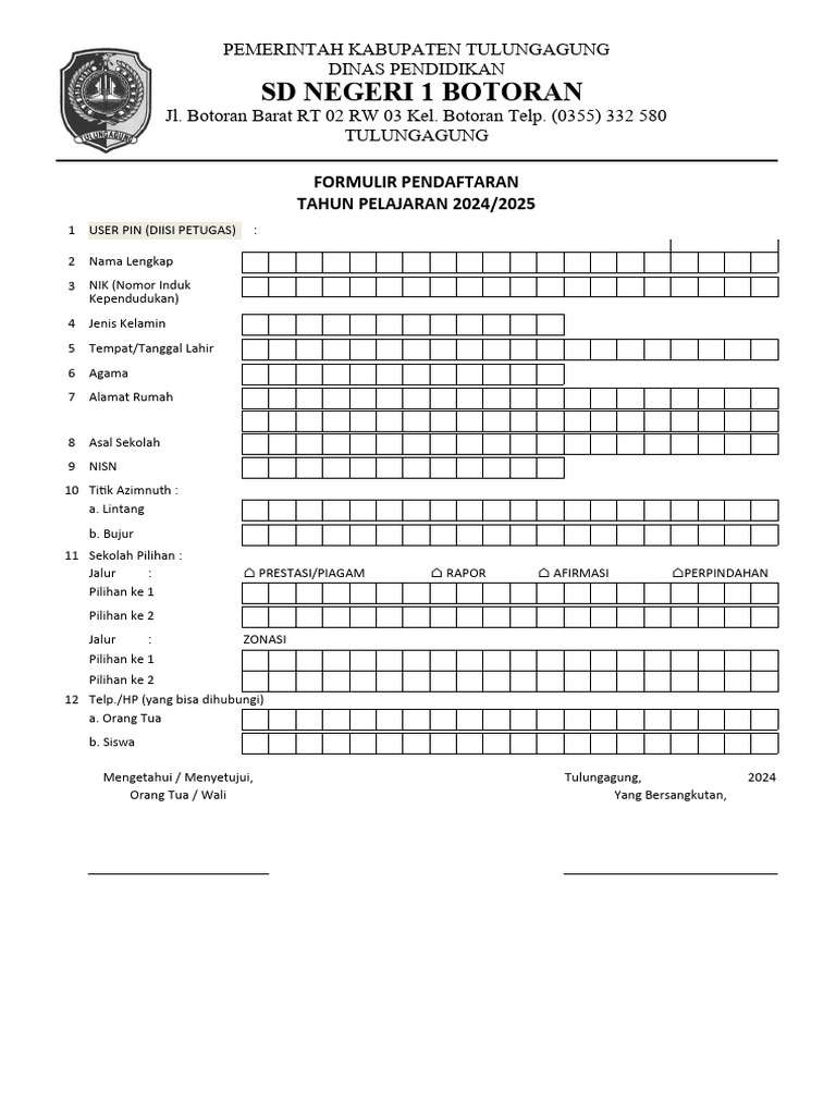 Formulir PPDB SMP 2024 | PDF