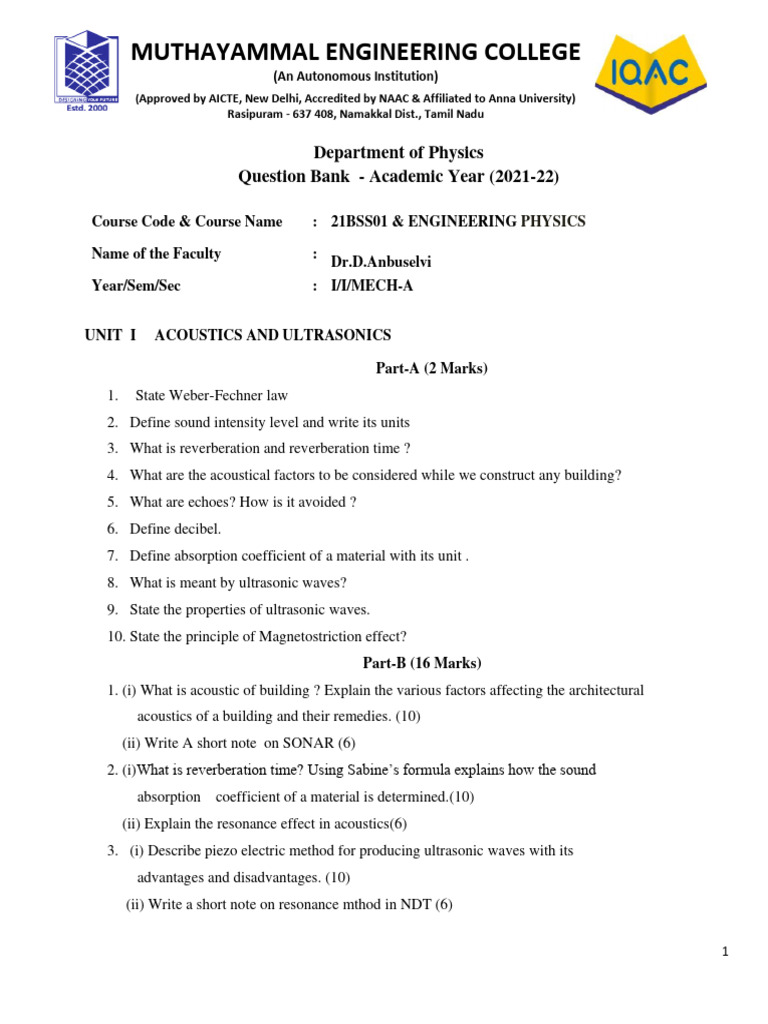 7.Engg Phy Question Bank | Download Free PDF | Laser | Optical Fiber