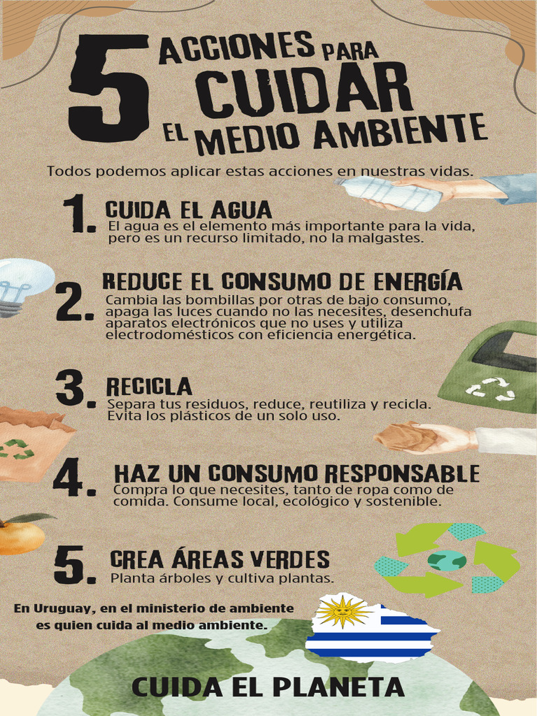 Infografía Cuidar Medio Ambiente Consejos Ecológico Ilustrado Acuarela ...