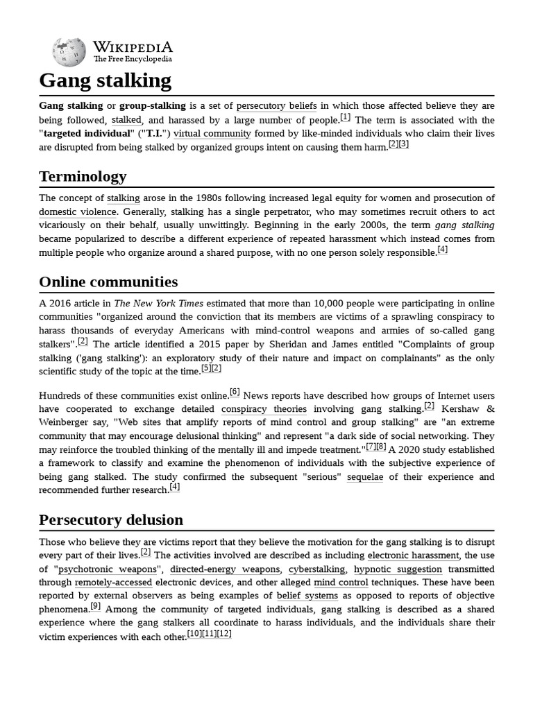 Gang Stalking | PDF | Psychological Abuse | Aggression