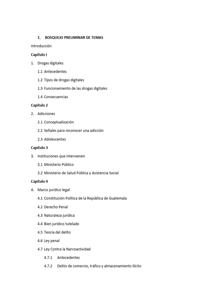 Bosquejo Preliminar de Temas | PDF