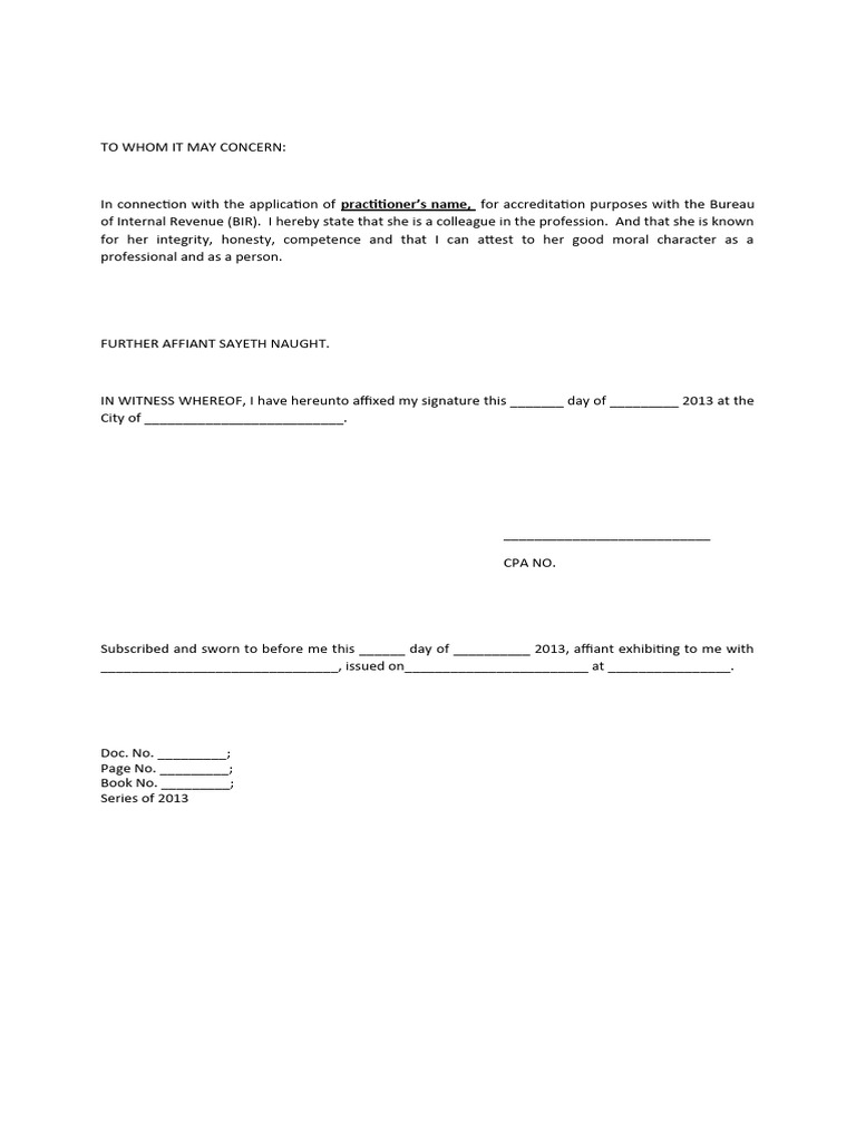 Certificate of Good Moral of Disinterested Person | PDF