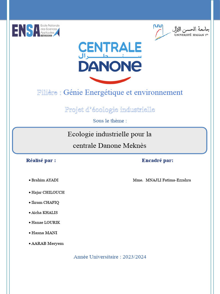 Rapport-Final Centrale Danone Ecologie Industrielle GEE ENSAB | PDF | Eaux usées