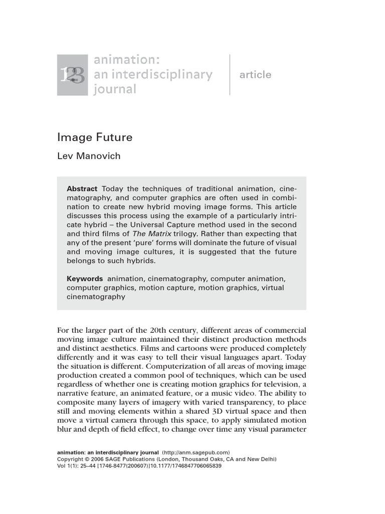 Manovich 2006 Image Future | PDF | 3 D Computer Graphics | Animation