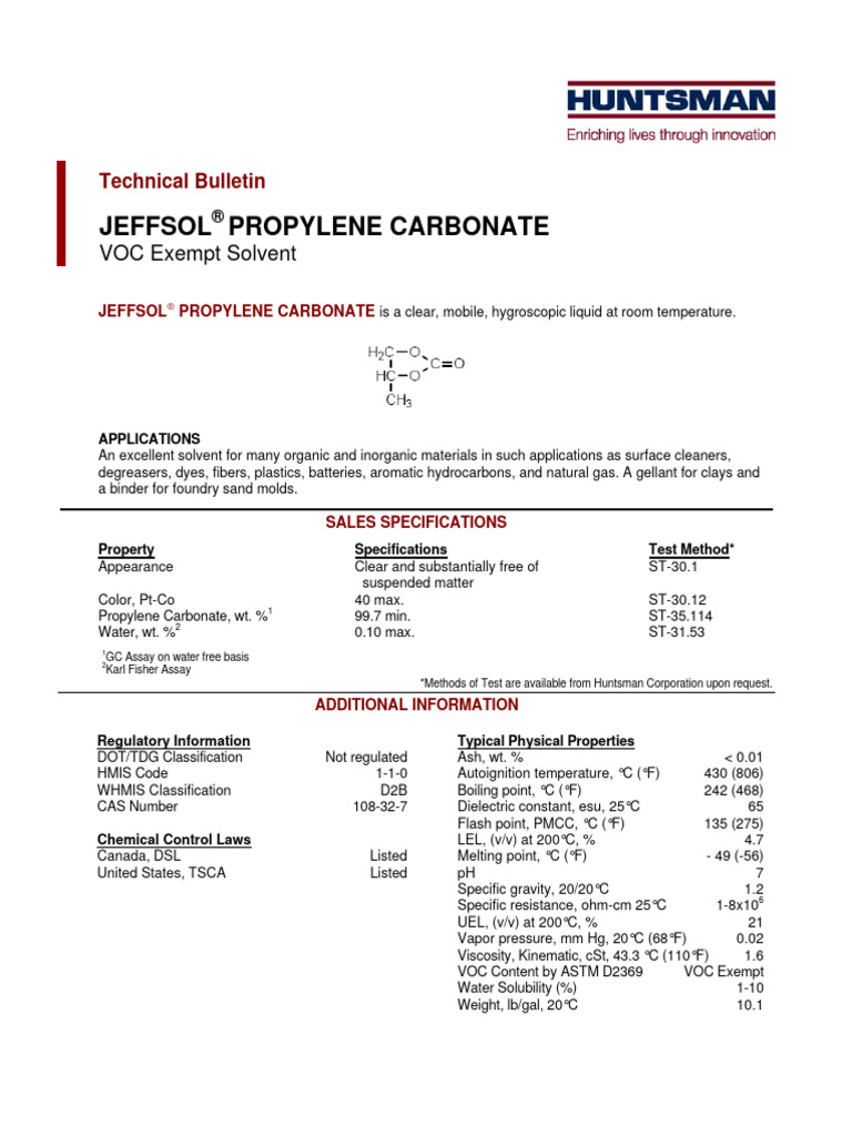TechnicalDataSheet (TDS) PropyleneCarbonate English 01042022 | PDF ...