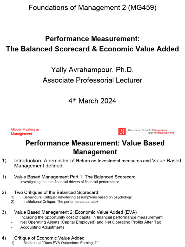 Performance Measurement: The Balanced Scorecard & Economic Value Added ...