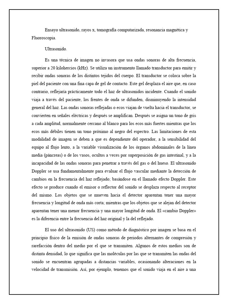 Ensayo imageno | Descargar gratis PDF | Ultrasonido | Ct Scan