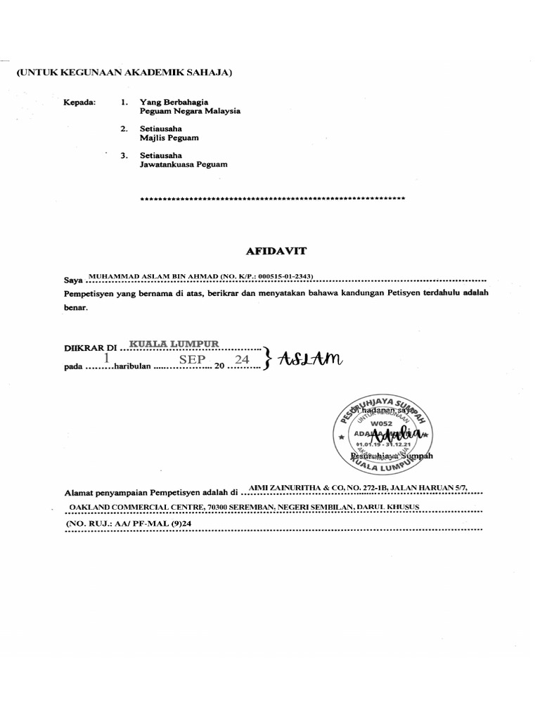 AFIDAVIT, BORANG 2 (8) | PDF