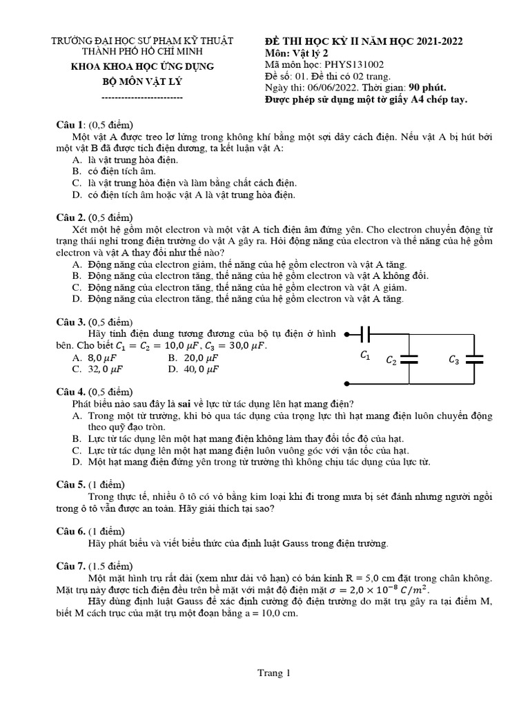 Vat Ly 2 - PHYS131002 - HKII 2021 2022 - DT | PDF