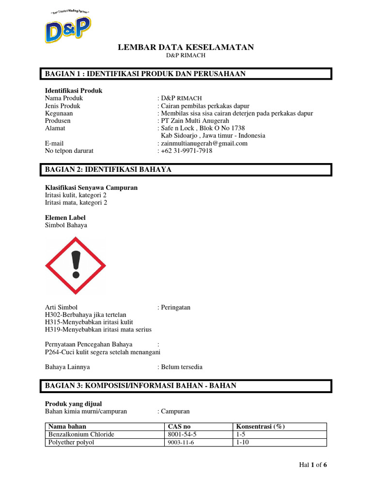 SDS Rimach (In) | PDF