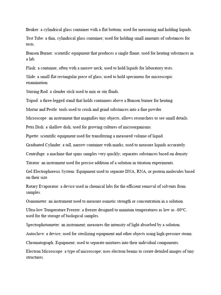 Lab Equipment Essentials Guide | PDF