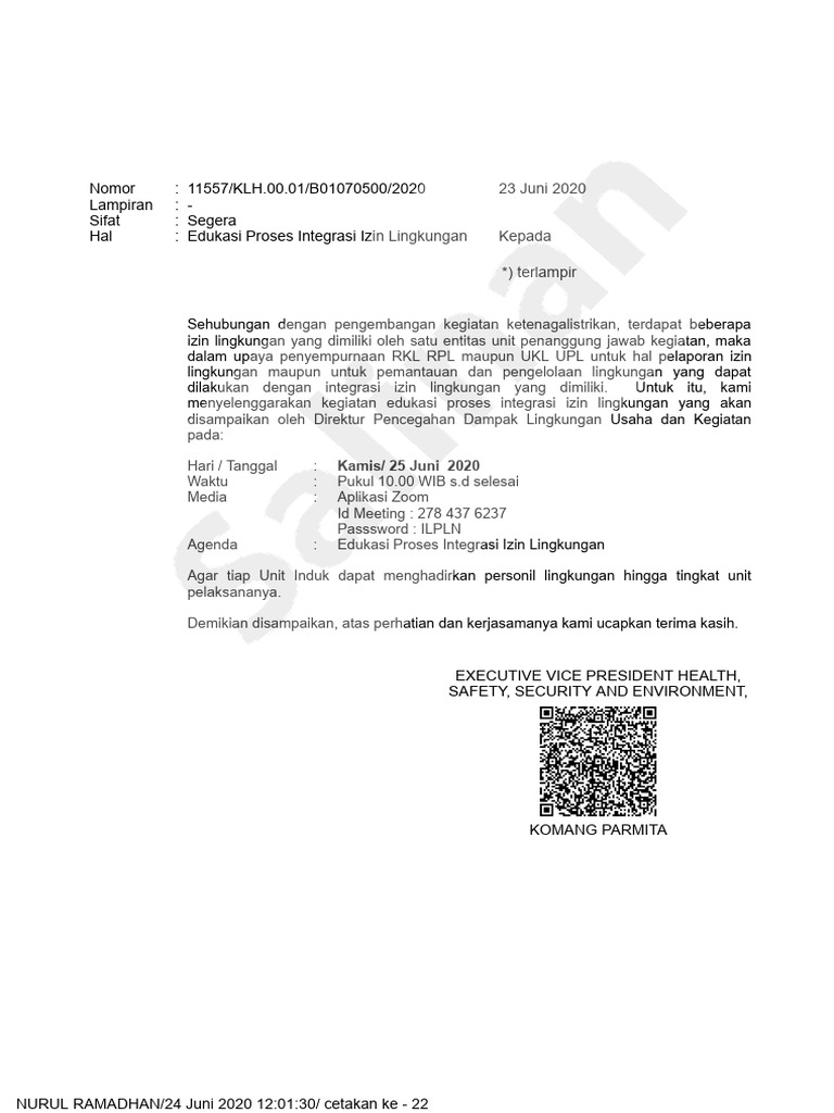 Undangan Webinar Proses Izin Lingkungan SMT 1 | PDF