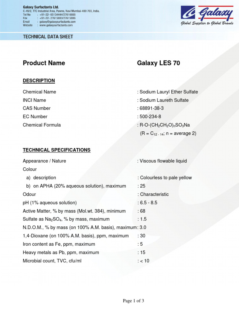 Galaxy LES 70 | PDF | Chemistry | Chemical Substances