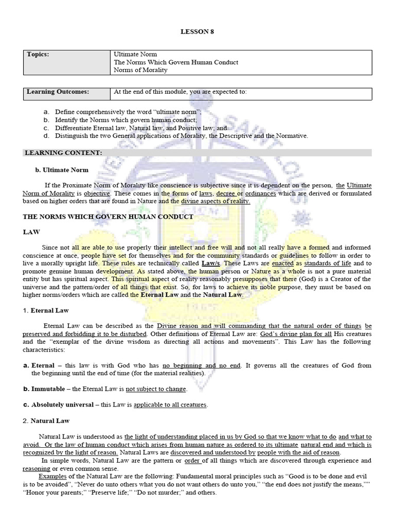 Cfed 1023 Lesson 7 Module 1 | PDF | Natural Law | Reason