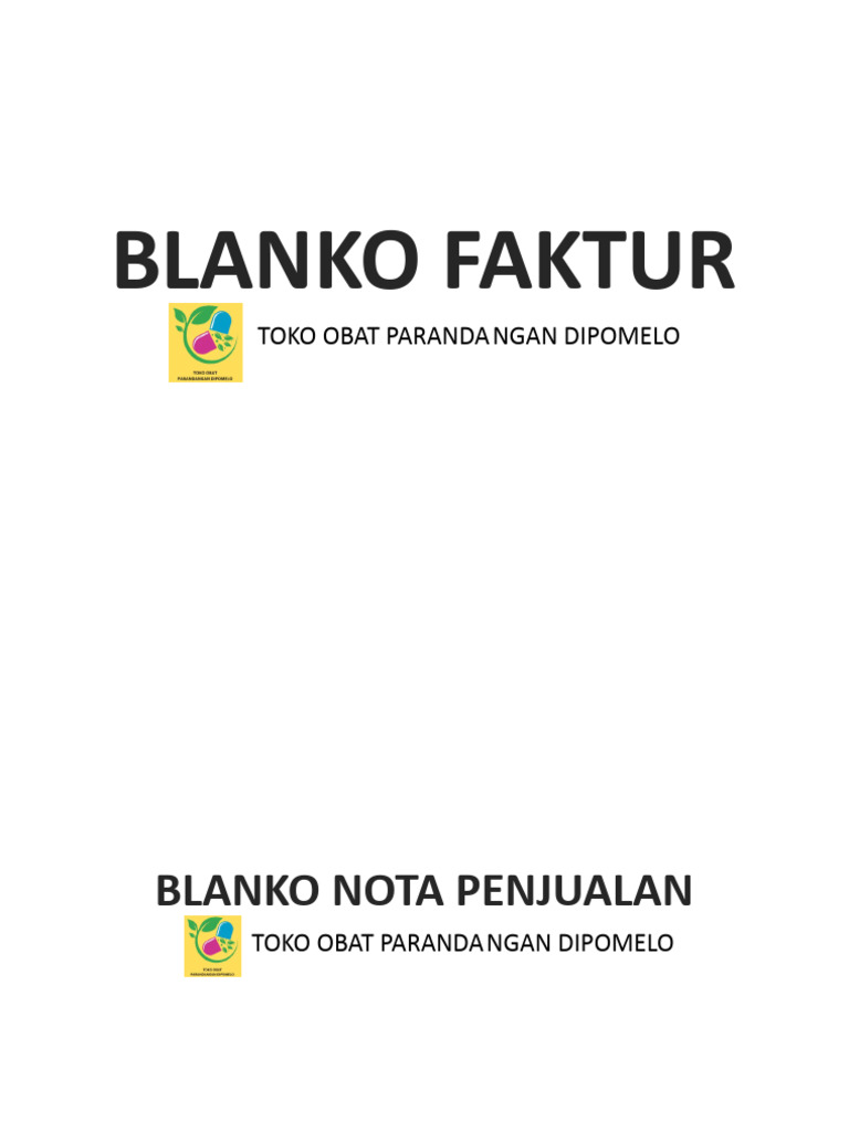 Blanko Faktur & Nota Penjualan | PDF