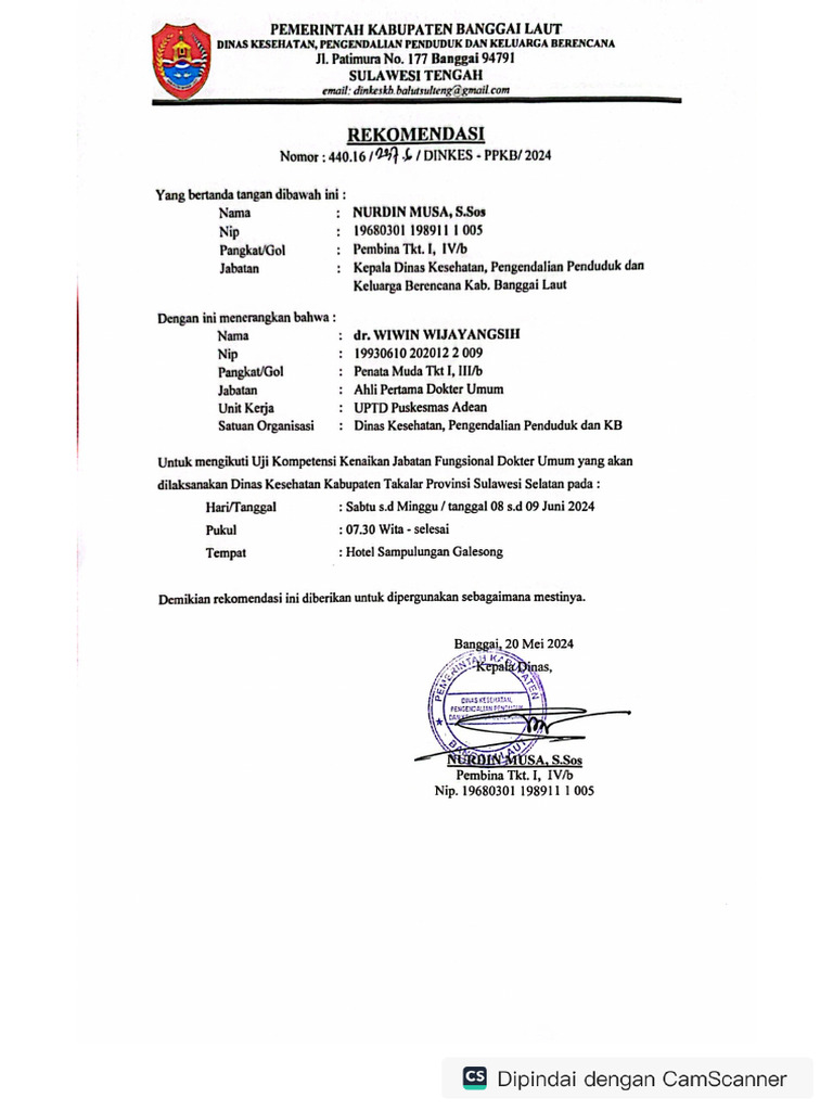 Surat Rekomendasi DR Wiwin | PDF