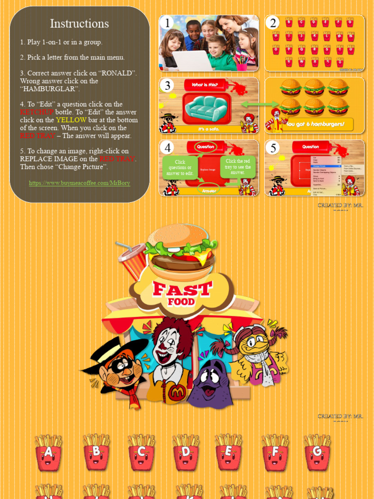 McDonald Game 26Q Template | PDF | Hamburgers | Food Industry