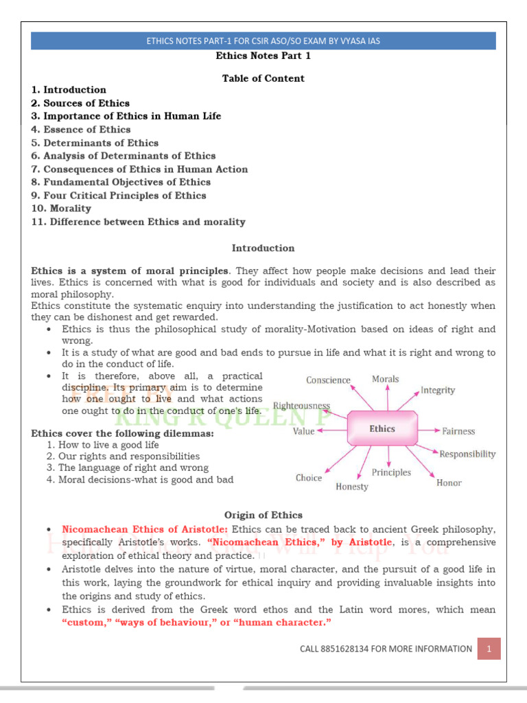 Ethics Notes for CSIR ASO/SO Exam | PDF | Utilitarianism | Morality