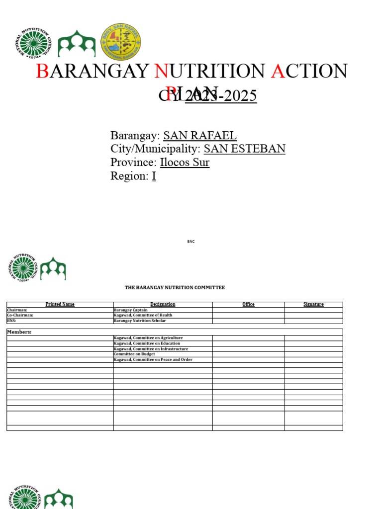 Bnap 2023 2025 | PDF | Malnutrition | Water