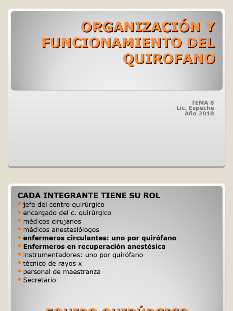 1- Organizacion y funcionamiento del quirofano | PDF