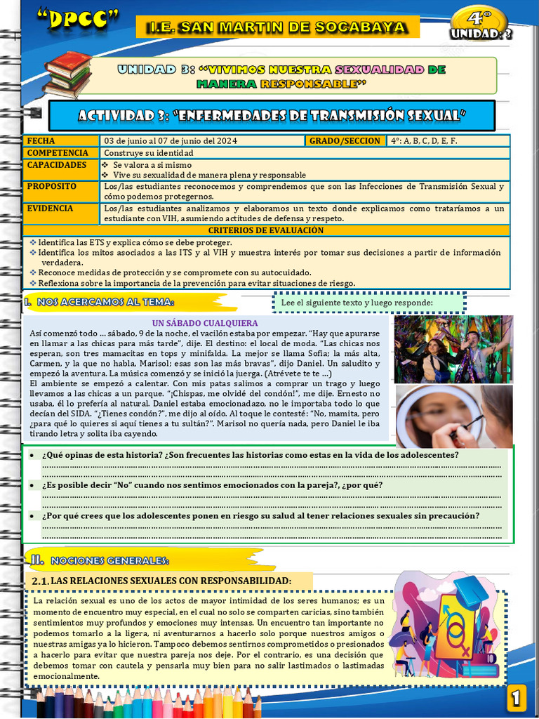 Actv-03 - Unid-3 - DPCC - 4° - 2024 | Descargar gratis PDF | Infección transmitida sexualmente ...
