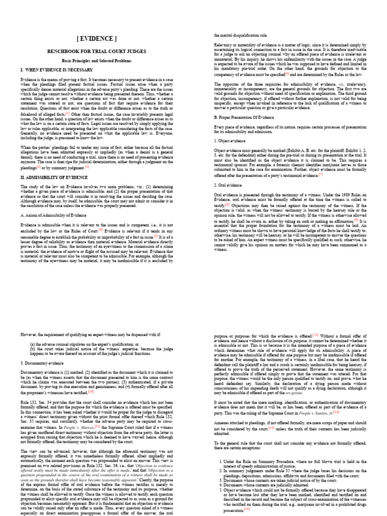 Evidence Handbook For Judges | PDF | Evidence (Law) | Testimony