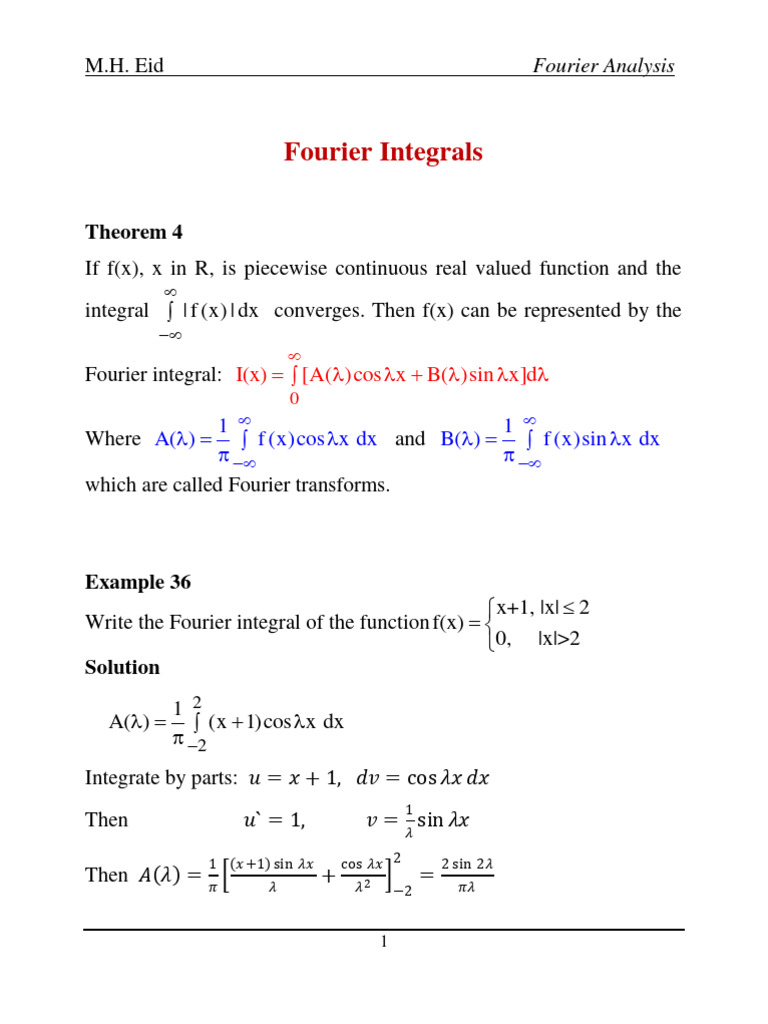3-Fourier Integrals | PDF | Fourier Series | Fourier Transform