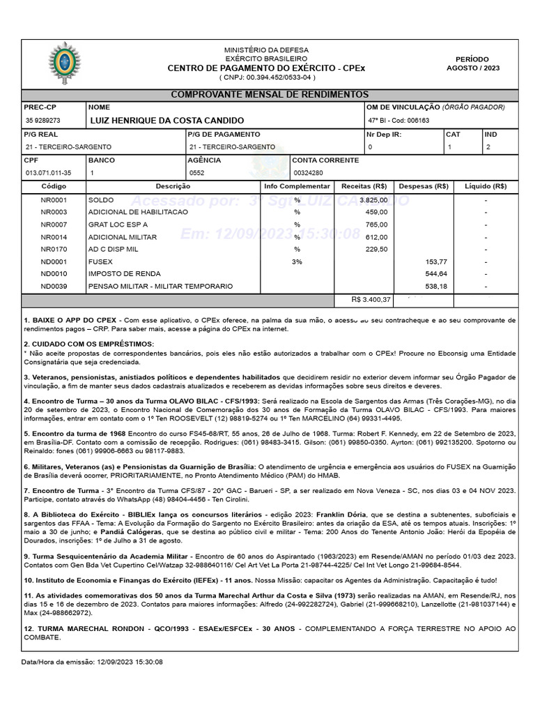 Contracheque 5 | PDF | Militar | Brasil