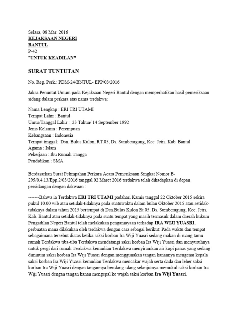 Surat Putusan Jaksa Pidana Dan Pemidanaan | PDF