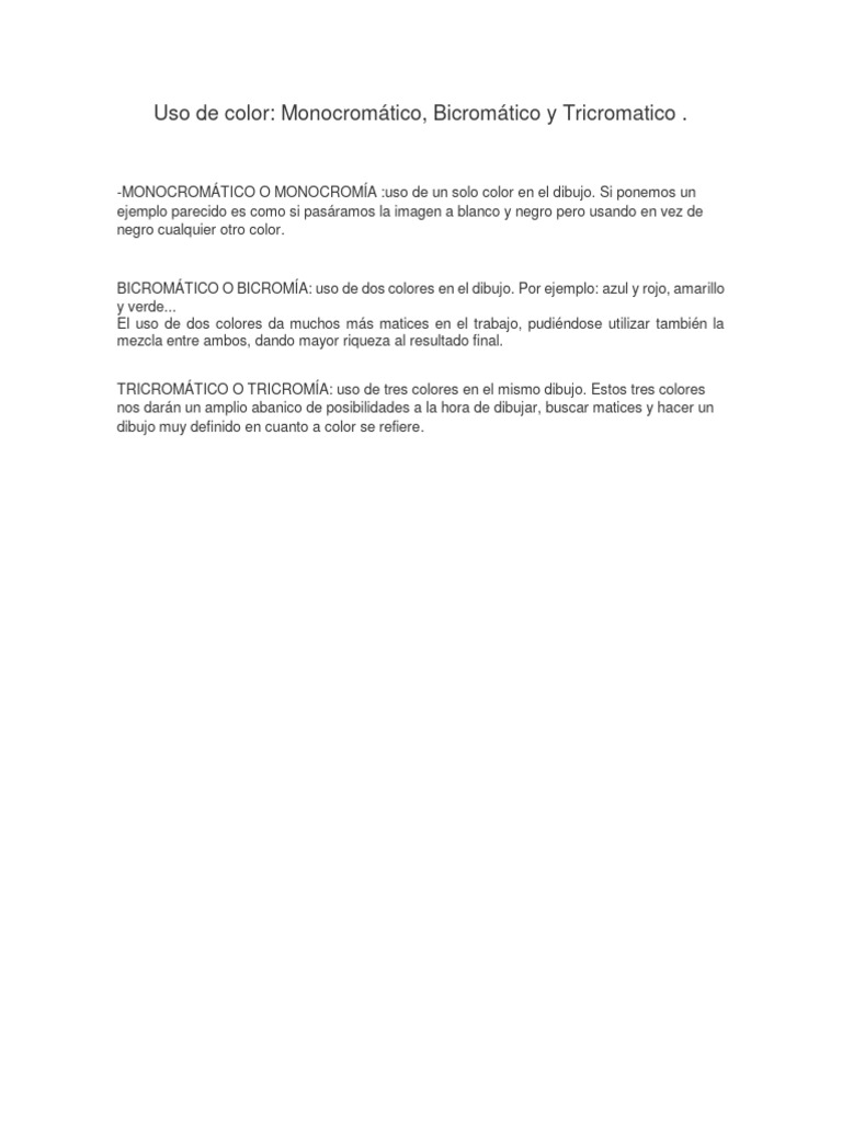 Uso de Color: Monocromático, Bicromático y Tricromático | PDF